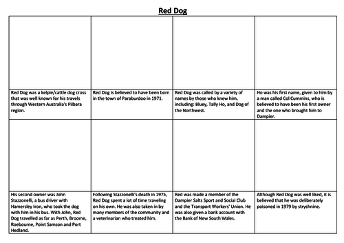 Red Dog Comic Strip and Storyboard | Teaching Resources