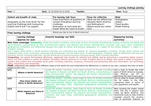 Year 5 Medium-term plan for North America | Teaching Resources