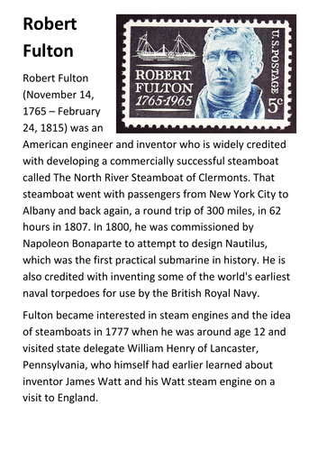 Robert Fulton Handout | Teaching Resources