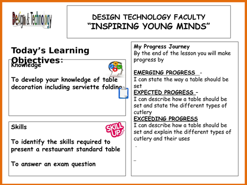 lesson on table laying and napkin folding for Hospitality and Catering ...