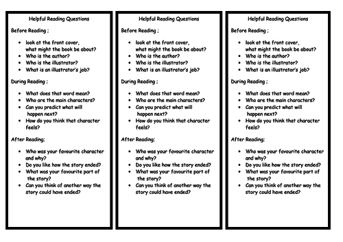 Comprehension Question Bookmarks Teaching Reading Comprehension
