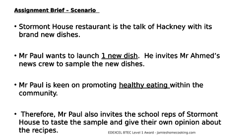 Updated BTEC Level 1 Jamie Oliver Home Cooking Skills Assignment ...