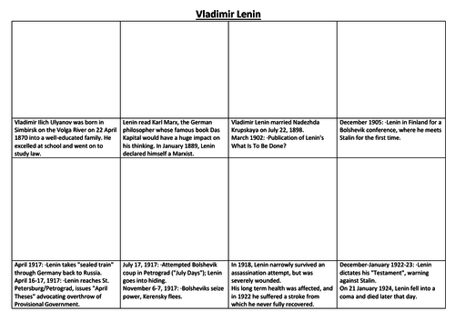 Vladimir Lenin Comic Strip and Storyboard | Teaching Resources