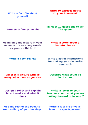 Holiday Homework Pack | Teaching Resources