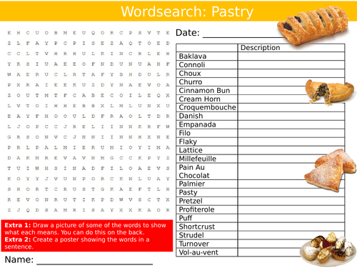 Pastry Wordsearch Puzzle Sheet Keywords KS4 Settler Starter Cover ...