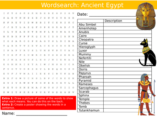 Ancient Egypt Wordsearch Puzzle Sheet Keywords KS4 Settler Starter ...