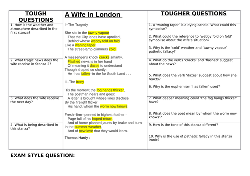 A Wife in London. Differentiated lesson with PowerPoint and annotations ...