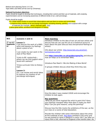 Art Medium term plan linked to WW1 and WW2 topic Year 5/6 | Teaching ...