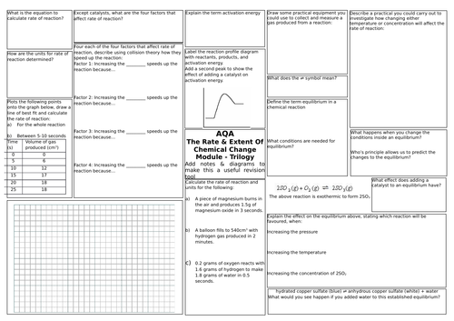 AQA Trilogy Science (9-1) Chemistry 6 - Rate and Extent of Chemical ...