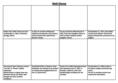 Walt Disney Comic Strip and Storyboard | Teaching Resources