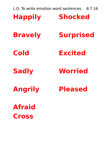 Emotion Word Sentence Starter IWB slides and activities. | Teaching ...