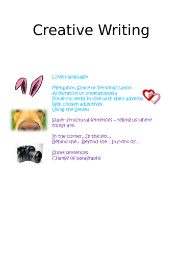 A booklet of creative writing questions with images for GCSE Language ...