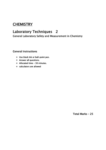 Laboratory Chemistry 2/ General safety and Measurements Year 7/8/9 ...