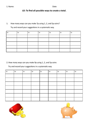 Year 2 Year 3 Money Problem Solving Finding all Possibilities ...