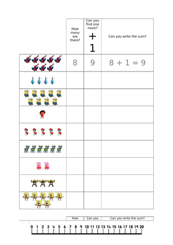 1 more 2 more worksheet - children's characters | Teaching Resources