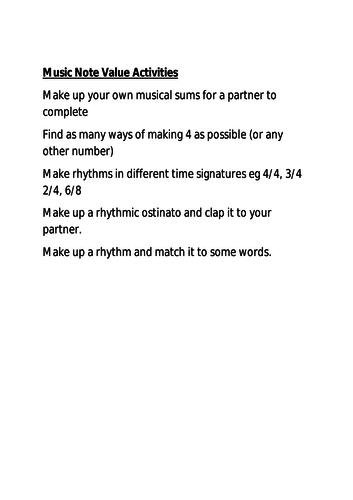 Note Values Resource Pack | Teaching Resources