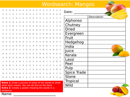 Mangos Wordsearch Puzzle Sheet Keywords Settler Starter Cover Lesson ...