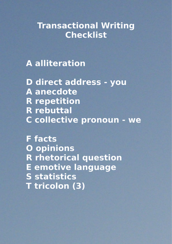 GCSE Transactional Writing Checklist | Teaching Resources GCSE Transactional Writing Checklist | Teaching Resources