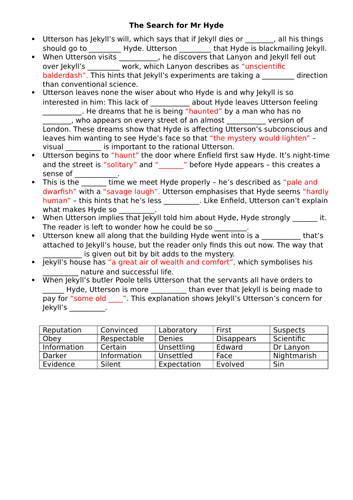 The Strange Case of Dr Jekyll and Mr Hyde - The Search for Mr Hyde ...