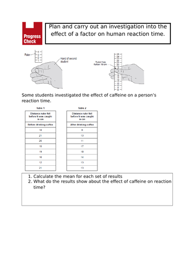 Reaction time Required Practical Starter | Teaching Resources