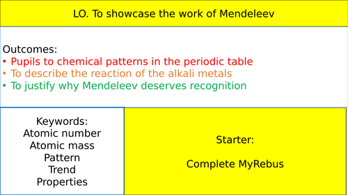 The work of mendeleev | Teaching Resources