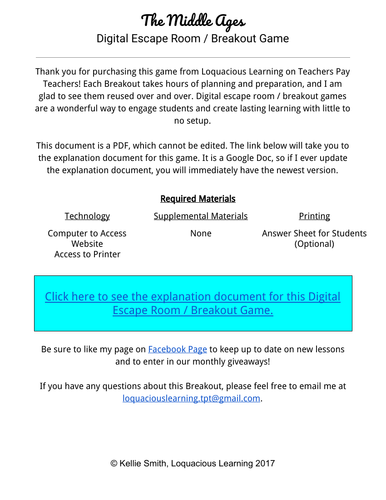 The Middle Ages Digital Escape Room / Breakout Game | Teaching Resources