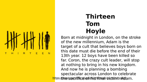 Thirteen by Tom Hoyle - Mega introduction lesson! | Teaching Resources