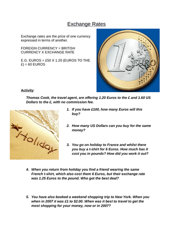 Exchange Rates Worksheet