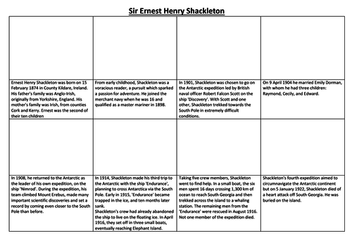 Sir Ernest Henry Shackleton Comic Strip and Storyboard | Teaching Resources