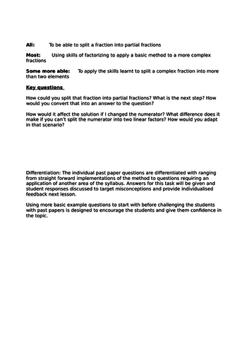 Partial Fractions | Teaching Resources Partial Fractions | Teaching Resources