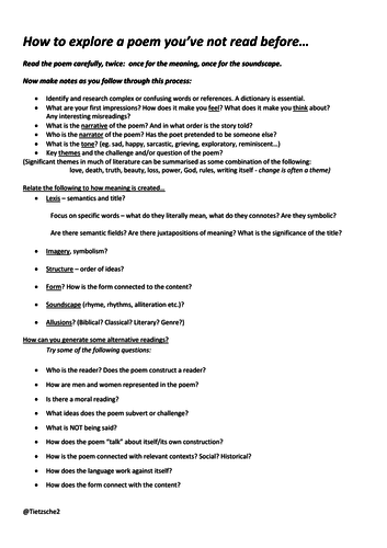 Poetry analysis: two "how to..." guides | Teaching Resources