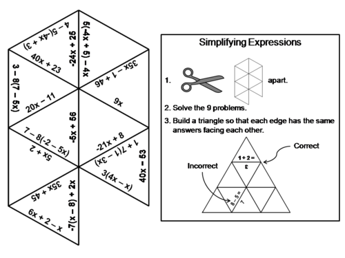 Simplifying Expressions Game: Math Tarsia Puzzle | Teaching Resources Simplifying Expressions Game: Math Tarsia Puzzle | Teaching Resources