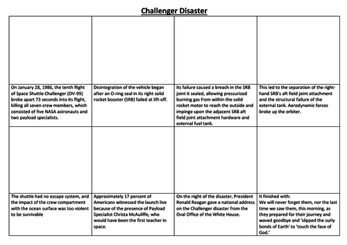 Challenger Disaster Comic Strip and Storyboard | Teaching Resources