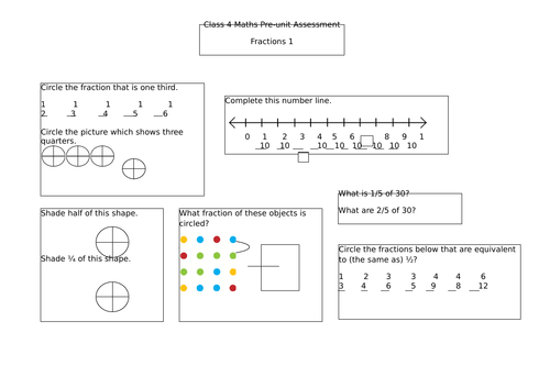 Year 2 pre-unit assessment for fractions | Teaching Resources