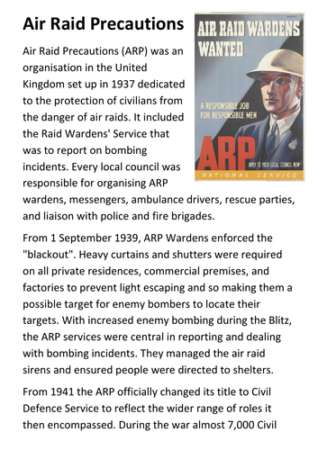 Air Raid Precautions Handout | Teaching Resources