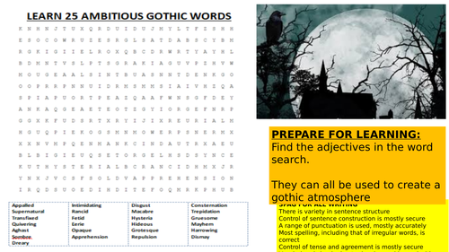 Gothic horror vocabulary building and spelling lesson | Teaching Resources