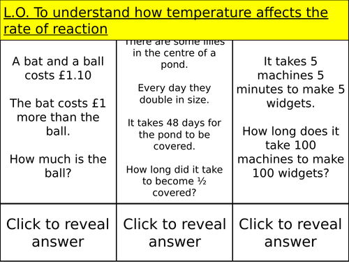 Temperature and Rate of Reaction | Teaching Resources