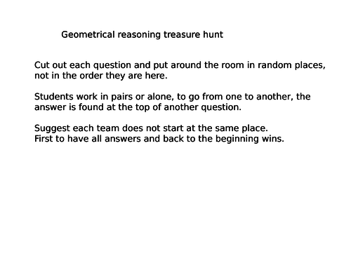 Geometrical reasoning treasure hunt - revision activity | Teaching ... Geometrical reasoning treasure hunt - revision activity | Teaching ...