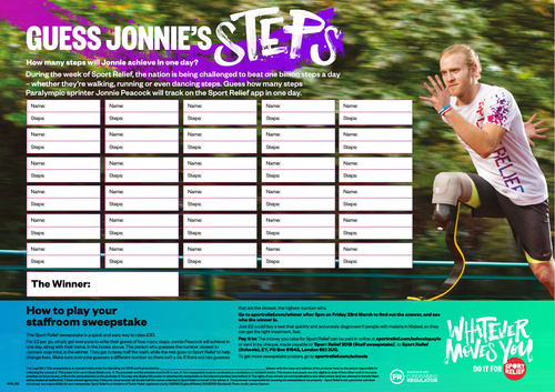 Sport Relief 2018: Staffroom sweepstake poster | Teaching Resources