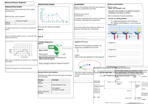 GCSE (1-9) Edexcel physics revision (Paper 5) | Teaching Resources