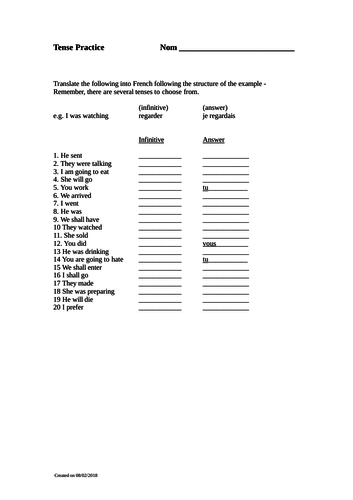 French Grammar Mixed Tense Practice | Teaching Resources