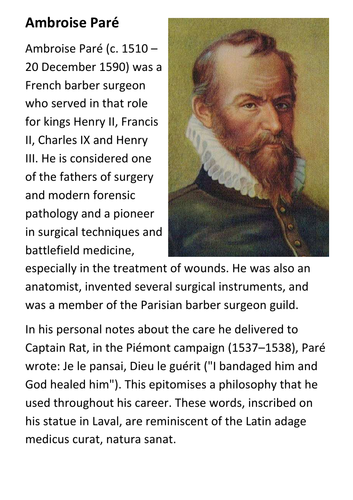 Ambroise Paré Handout | Teaching Resources
