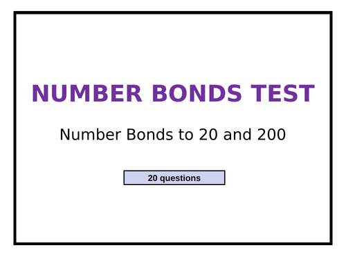 Number Bonds to 20 and 200 TEST | Teaching Resources