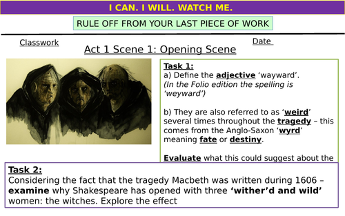 Macbeth Act 1 Sc 1 - High Challenge | Teaching Resources