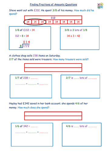 Finding Fractions of Amounts Differentiated Structured Questions ... Finding Fractions of Amounts Differentiated Structured Questions ...