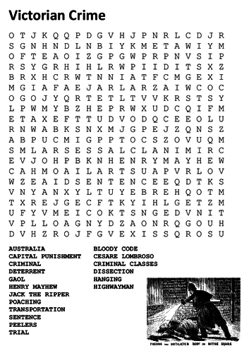Victorian Crime Word Search | Teaching Resources