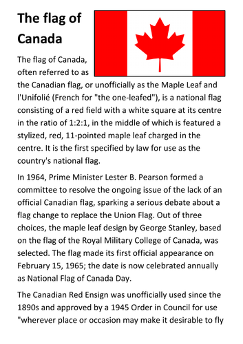 The flag of Canada Handout | Teaching Resources