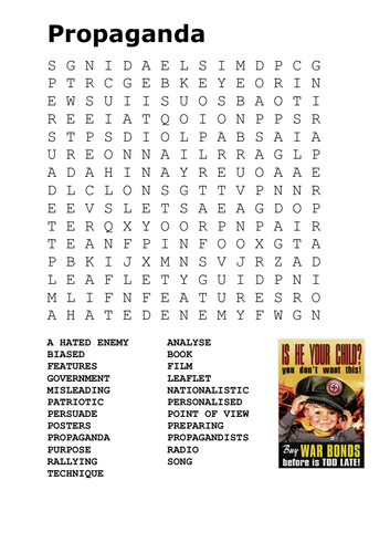 Propaganda Word Search | Teaching Resources