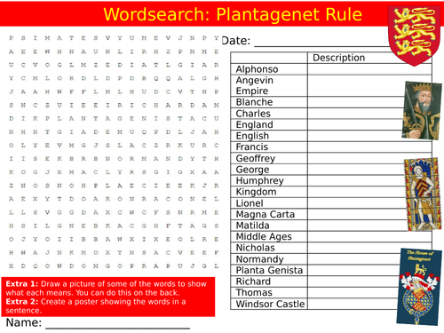 Plantagenet Rule Wordsearch Puzzle Sheet Keywords Settler Starter Cover ...