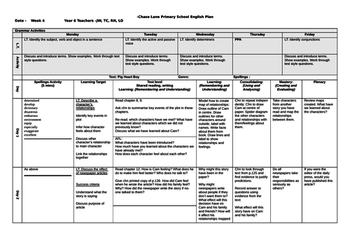 Week 4 Pig Heart Boy Malorie Blackman (chapters 8 -16) | Teaching Resources